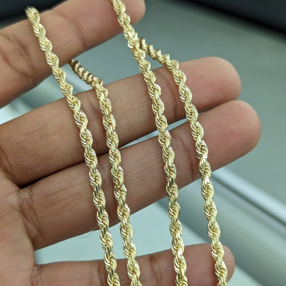 Unbrand | Accessories | Kt Real Solid Gold Rope Chain 38mm 26 Inch ...